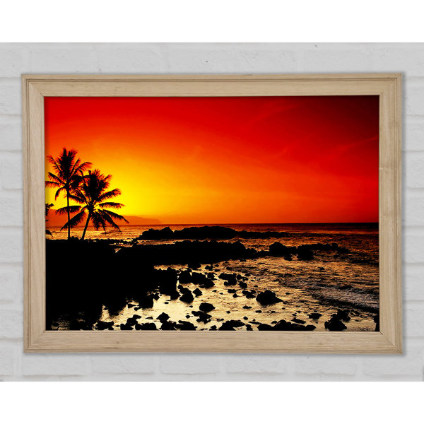 Haus am Meer Atemberaubende Palme Ozean Felsen Gerahmter Druck | Wayfair.de